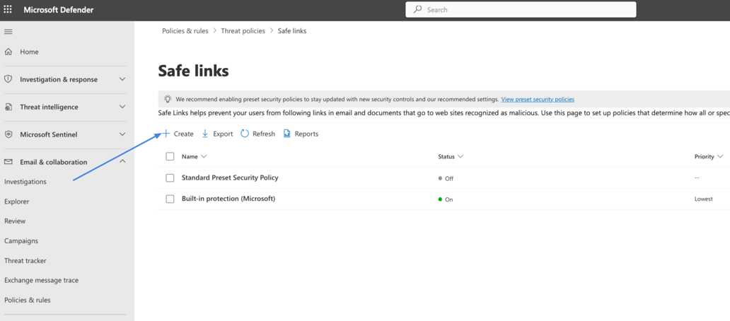 Set up Safe Links Policies in Microsoft Defender for Office 365