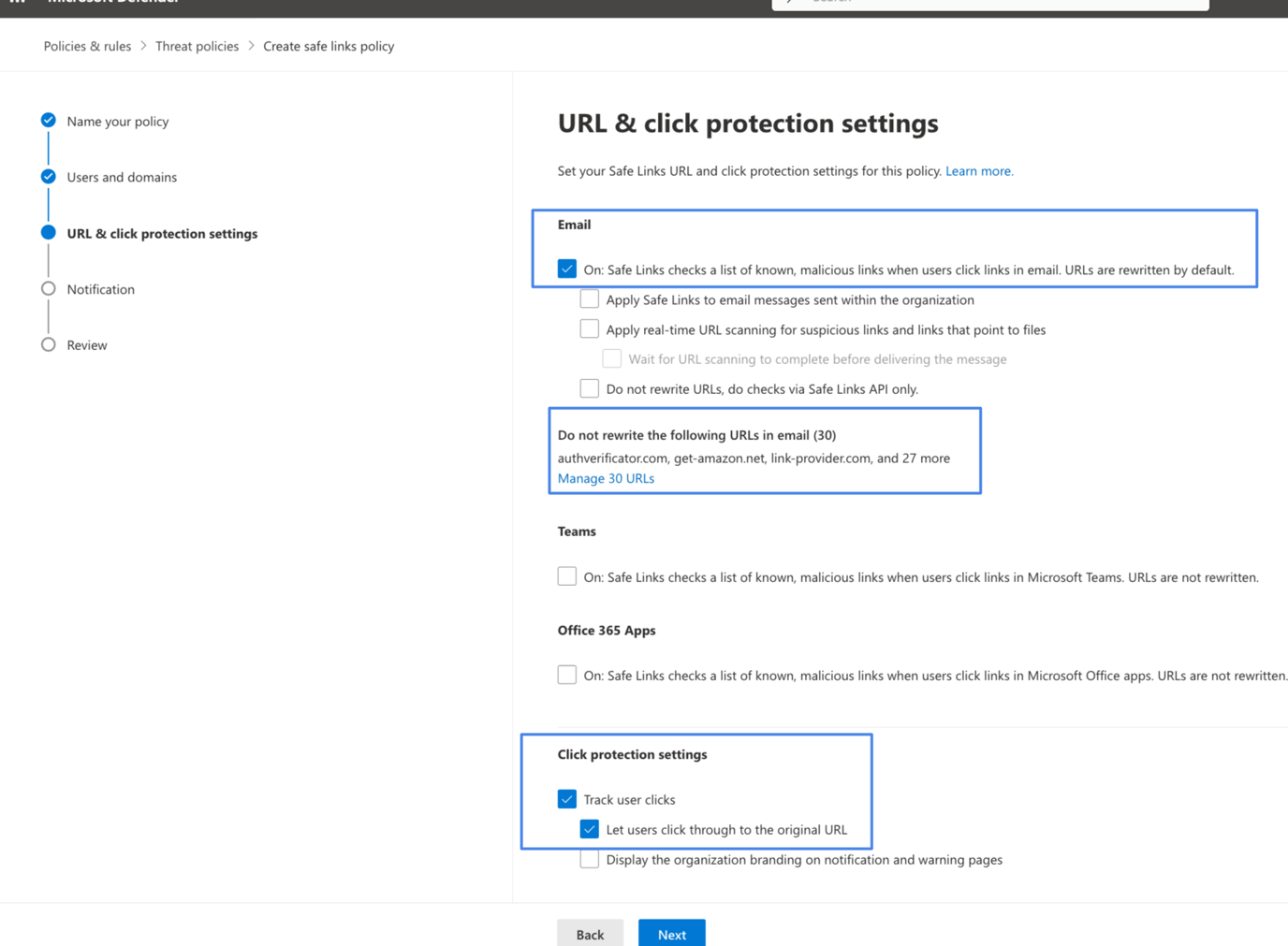 Set up Safe Links Policies in Microsoft Defender for Office 365