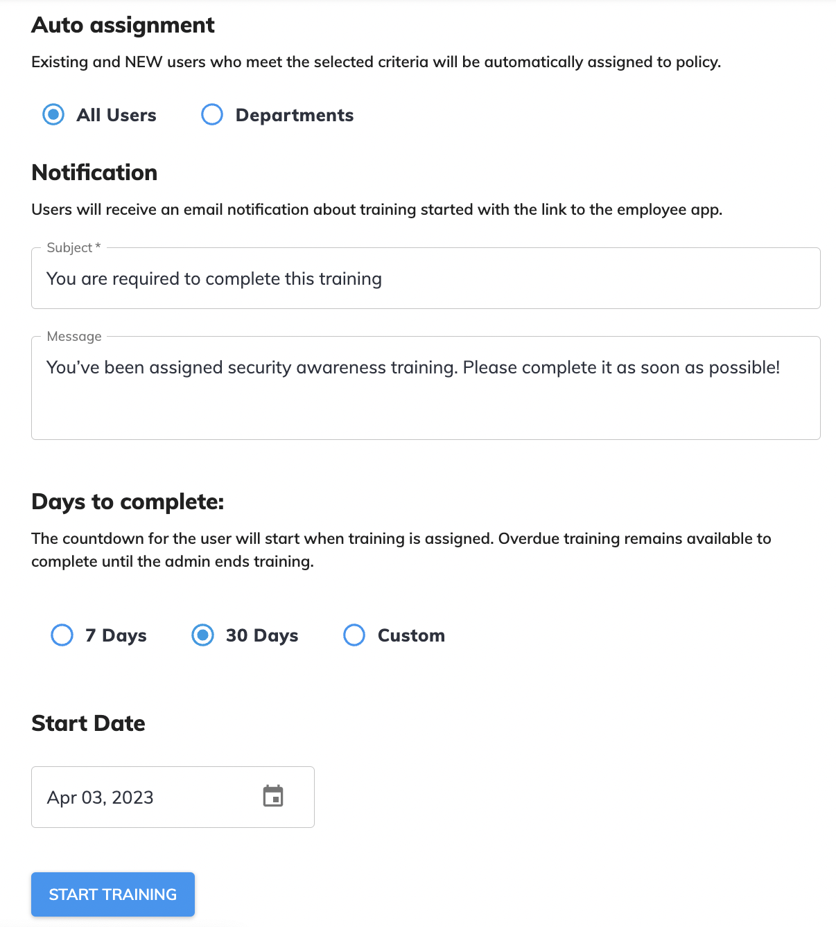 How to Set Up the Training