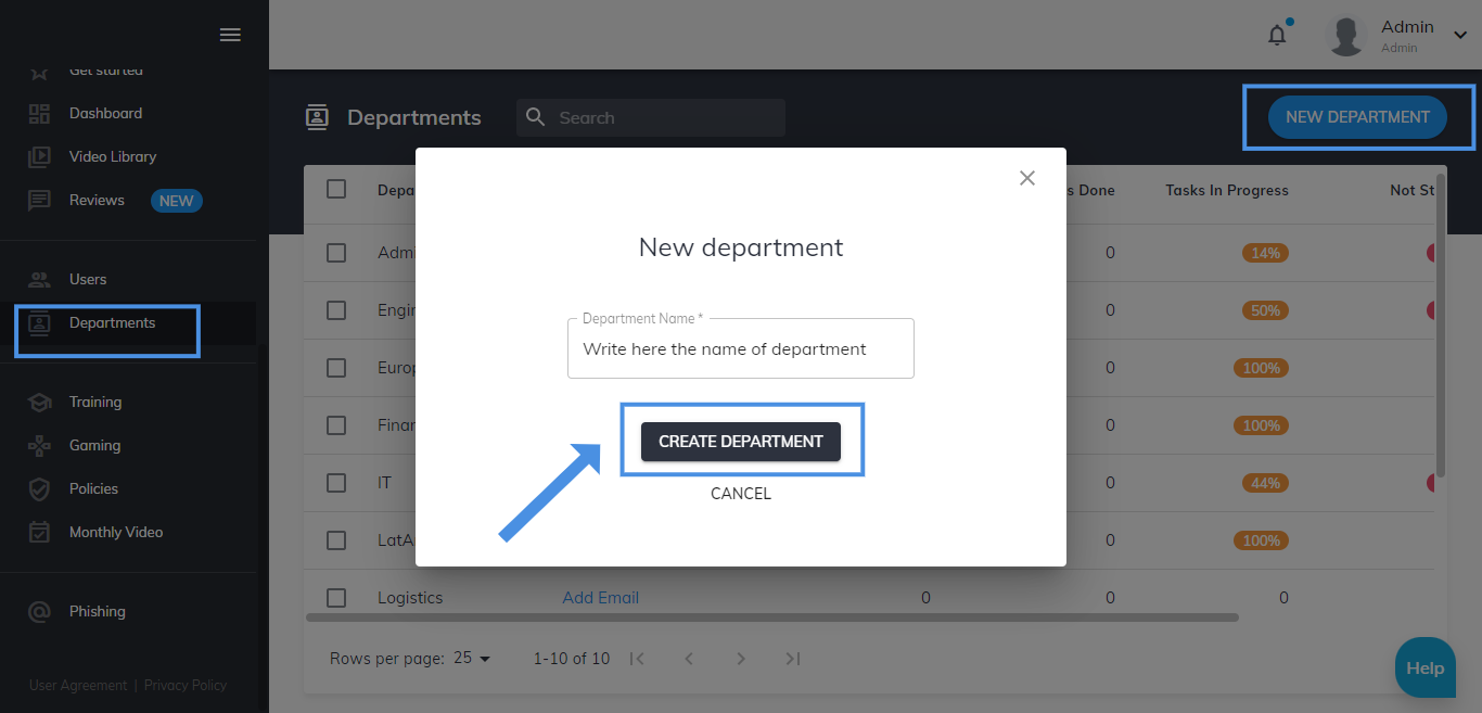 How to Create and Manage Departments