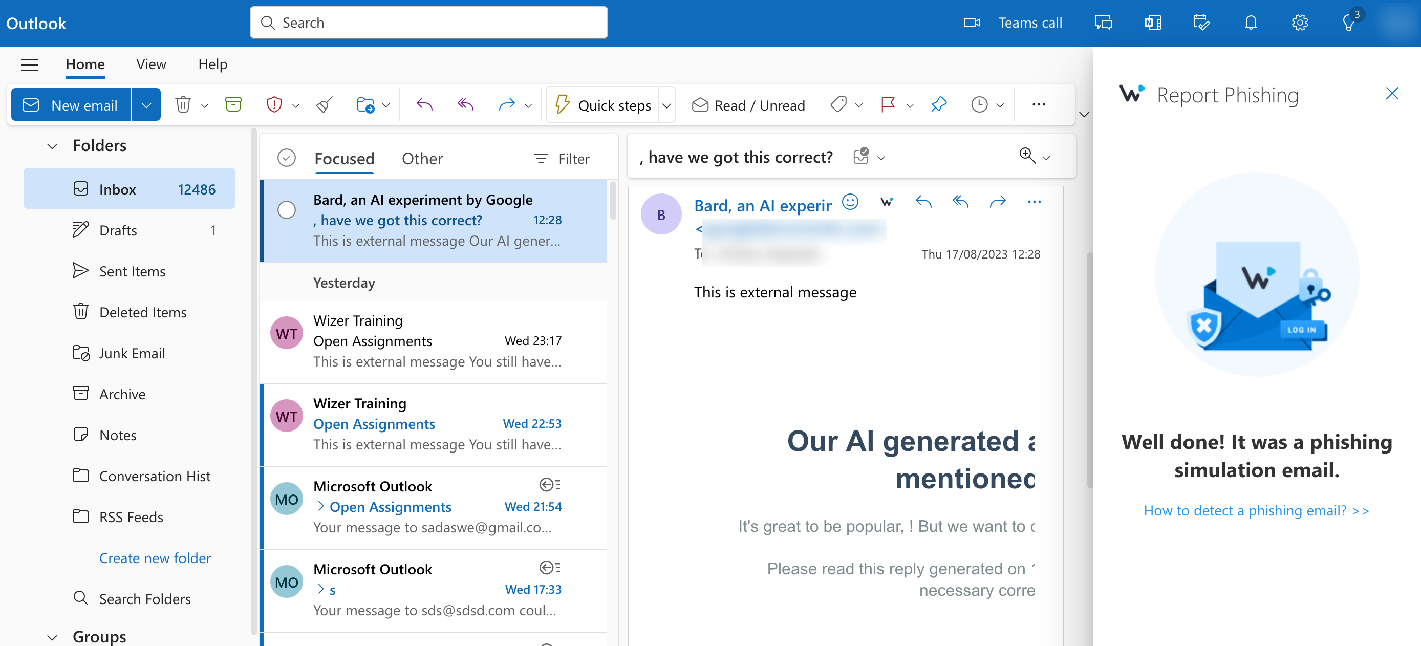 Report phishing extension for Wizer