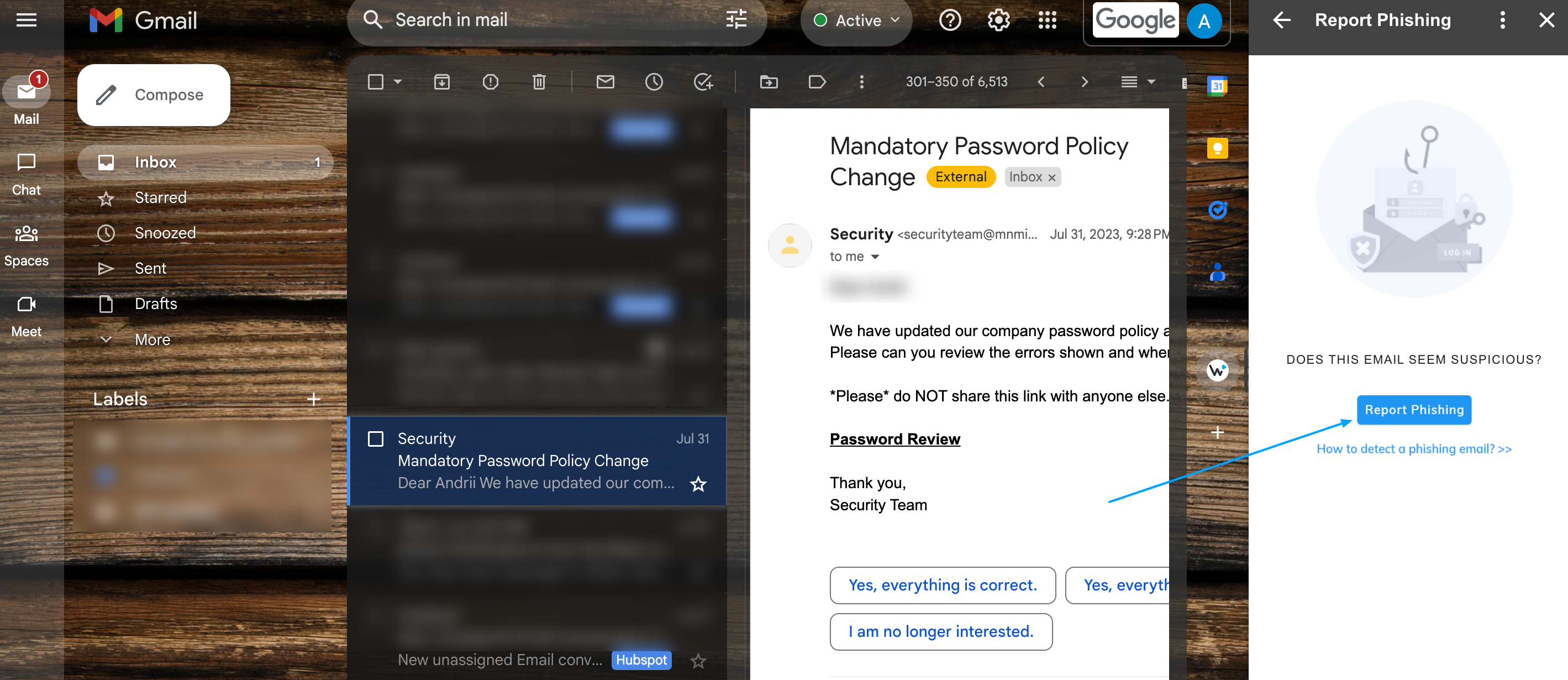 Report phishing extension for Wizer