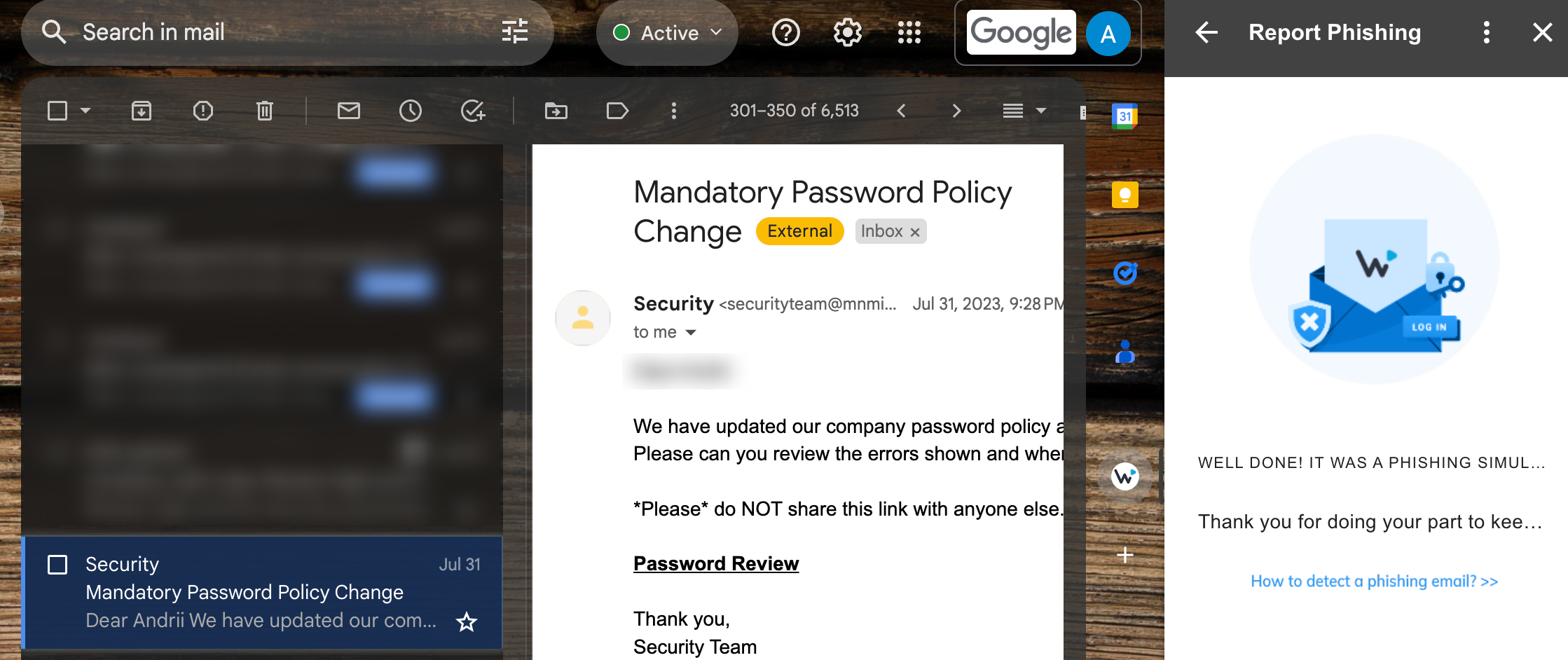 Report phishing extension for Wizer